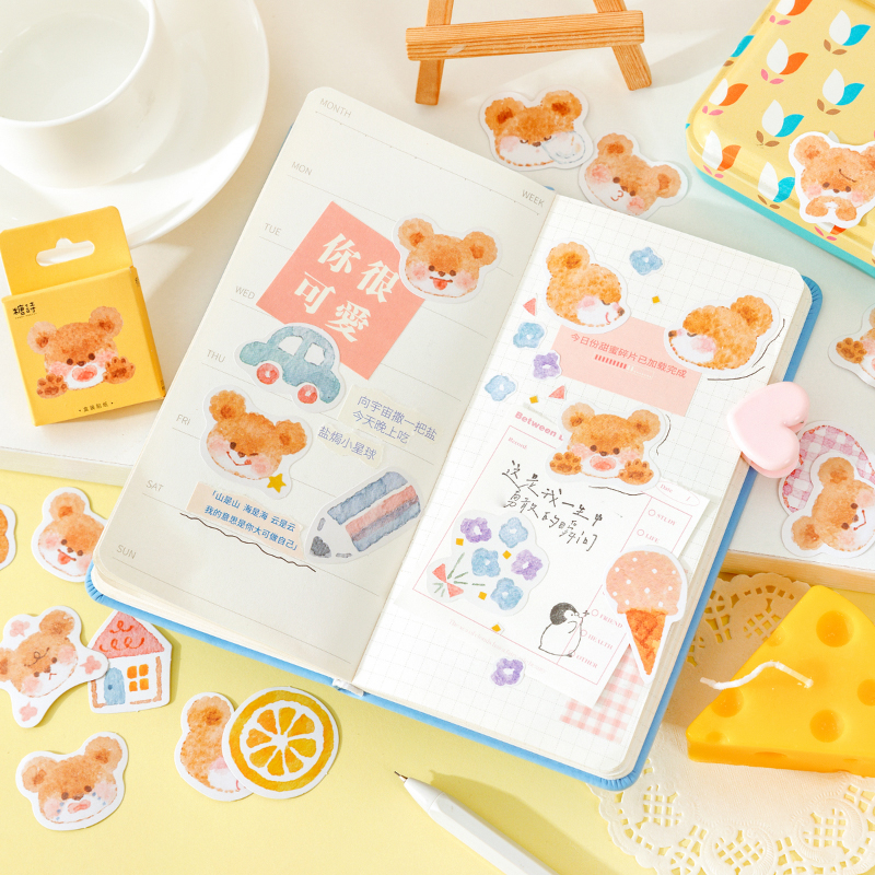 MOHAMM 45 PCS Cute Brown Bears Stickers for Diary ... – Vicedeal