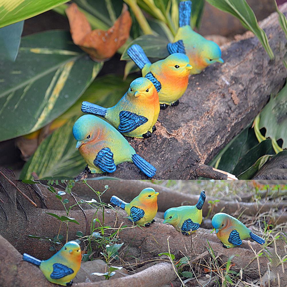 Simulation 4PCS Resin Birds Figurines Mini Birds O... – Grandado
