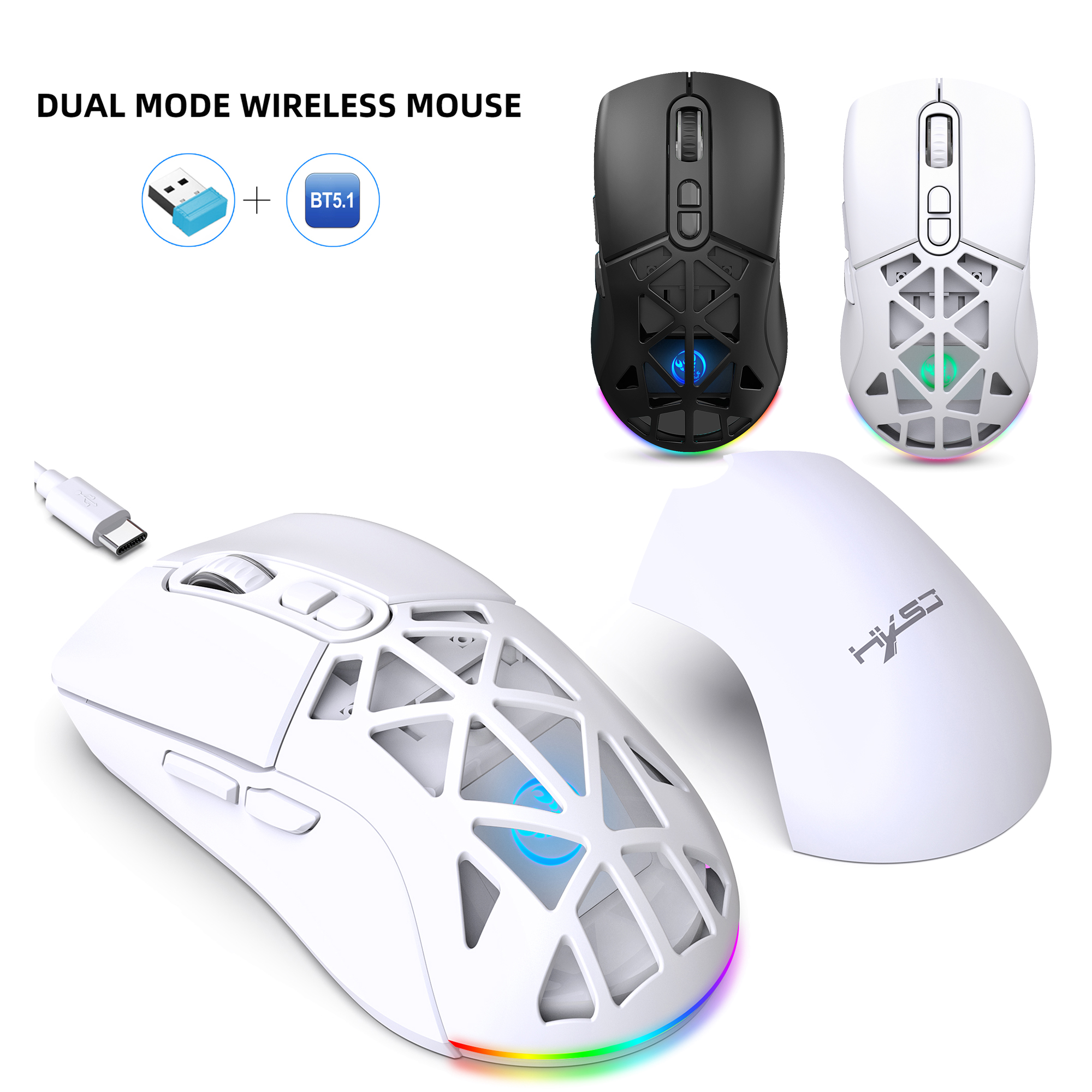 HXSJ T26 dual cover hollow ergonomic RGB 650mAh re... – Grandado