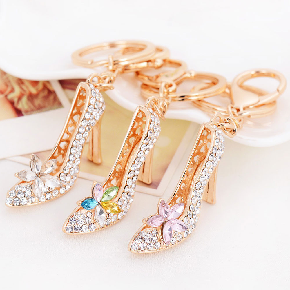 Charm crystal Studded High Heels Keyring Women Pur... – Grandado