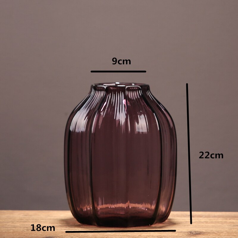 Wavy line glass vase purple transparent glass hydr... – Grandado