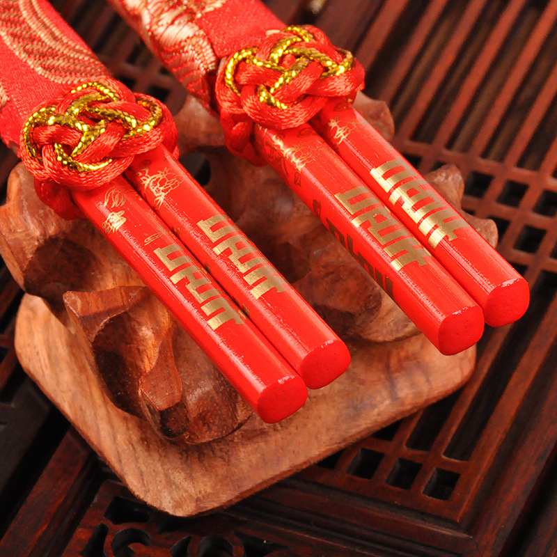 Chinese Knot Red Wood Chopsticks Handmade Food Sti... – Vicedeal
