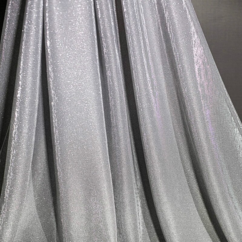 Premium White W/Silver Glitter Sparkle Stretch Tul... – Grandado