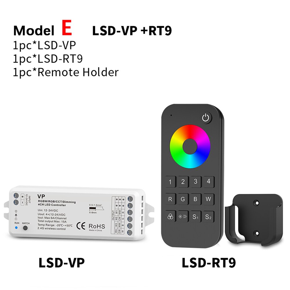 Controlador RGBW/RGB inalámbrico 2,4G, 4 canales, ... – Grandado