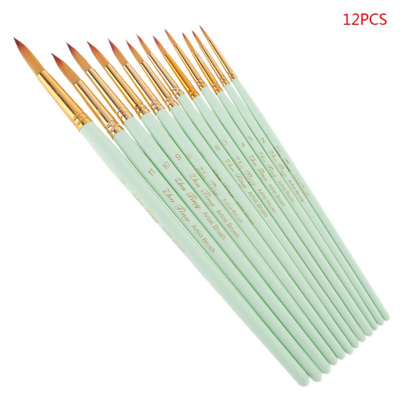 12Pcs Round Pointed Tip Oil Painting Brushes Nylon... – Grandado