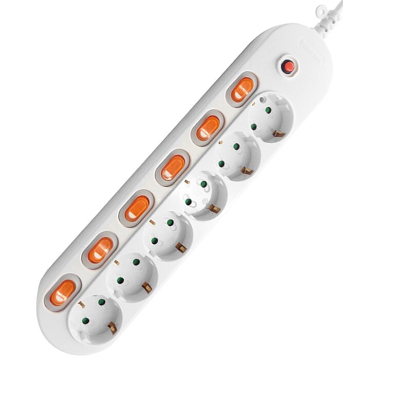Power Strip Surge Protection EU Plug 6 Outlets 16A... – Vicedeal