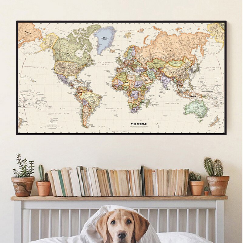 225*150 The World Map Detailed Picture Vintage Wal... – Grandado