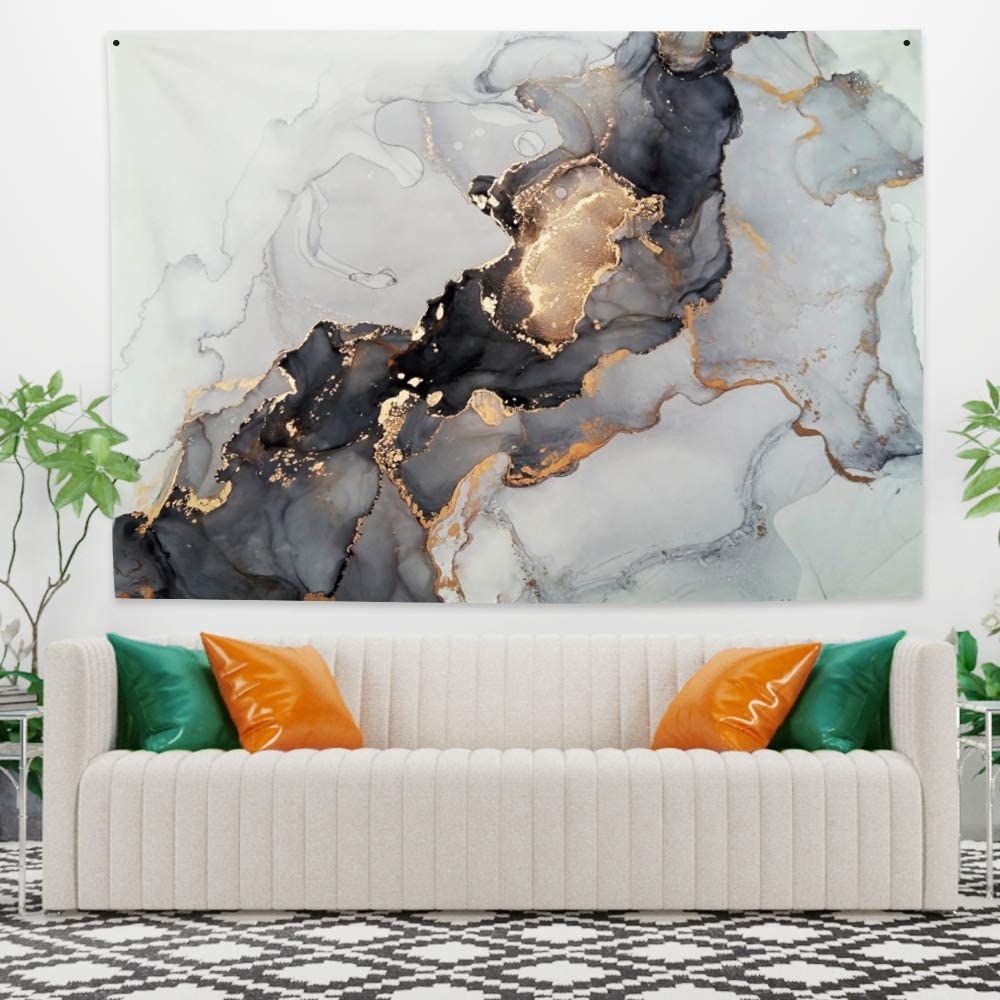 Gold Grey Stone Nature Textured Abstract Art Liqui... – Grandado