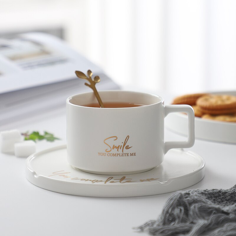 White European Style Ceramic Coffee Cup and Saucer... – Grandado