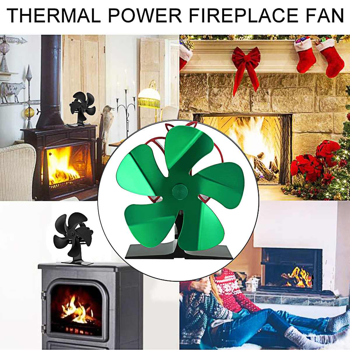 Mini Xmas Stove Fan 5 Blades Heat Powered Fireplac... – Vicedeal