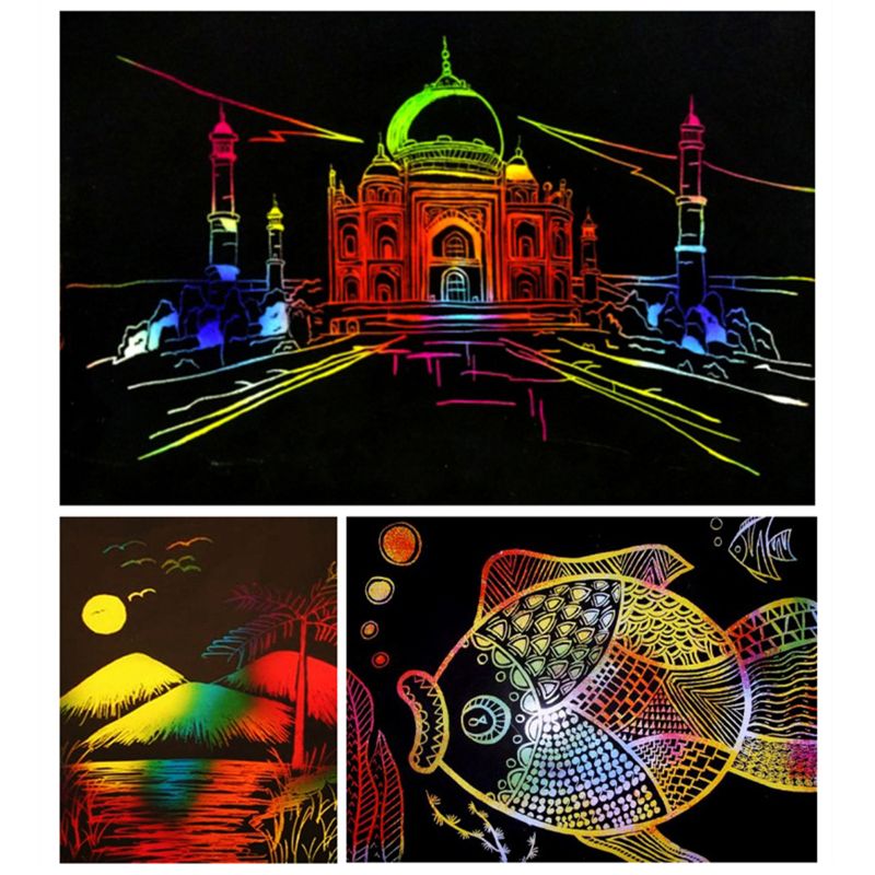 Scratch Art Set, 50 Piece Rainbow Magic Scratch Pa... – Grandado