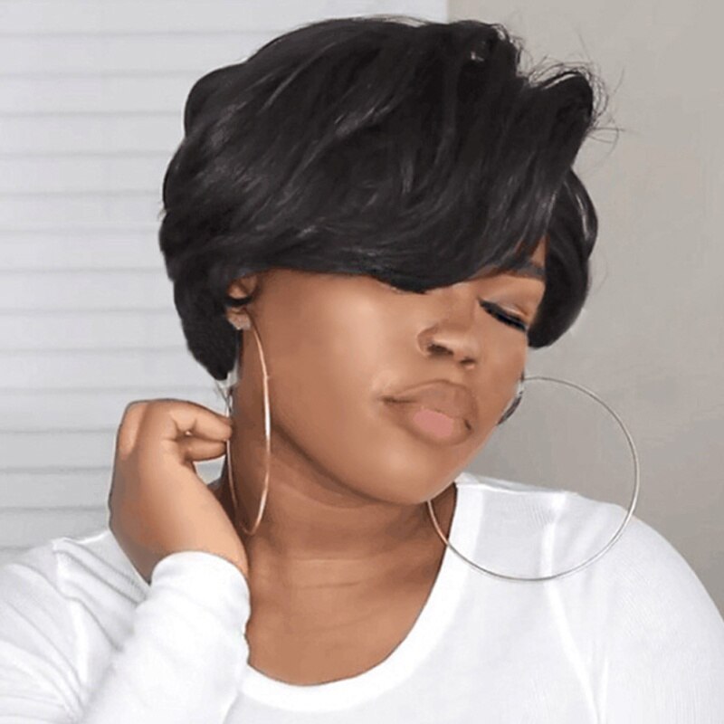 African Women's Wig Black Fluffy Partial Split Sho... – Grandado