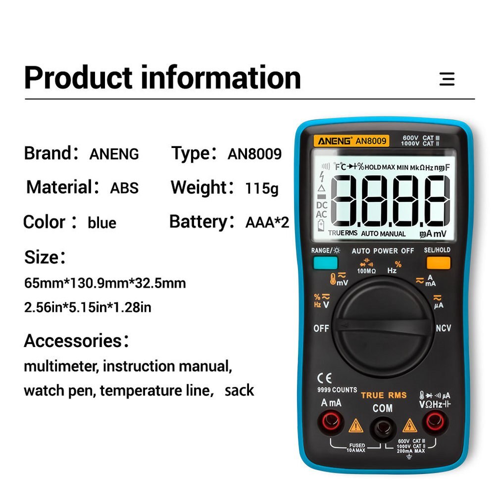 ANENG AN8009 Digital Multimeter 9999 Count True-RM... – Grandado ANENG AN8009 Digital Multimeter 9999 Count True-RM... – Grandado