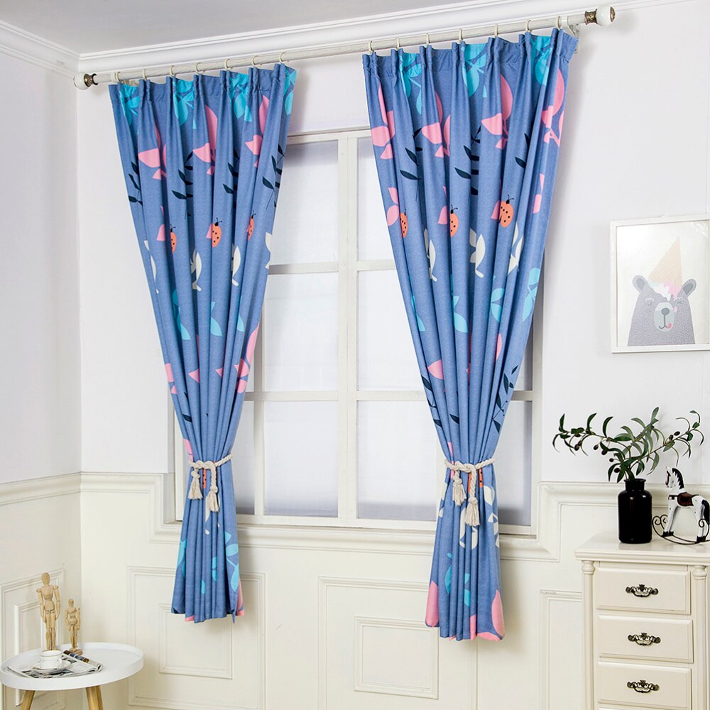 Sliding Colorful Leaves Printing Curtain Half Shad... – Grandado