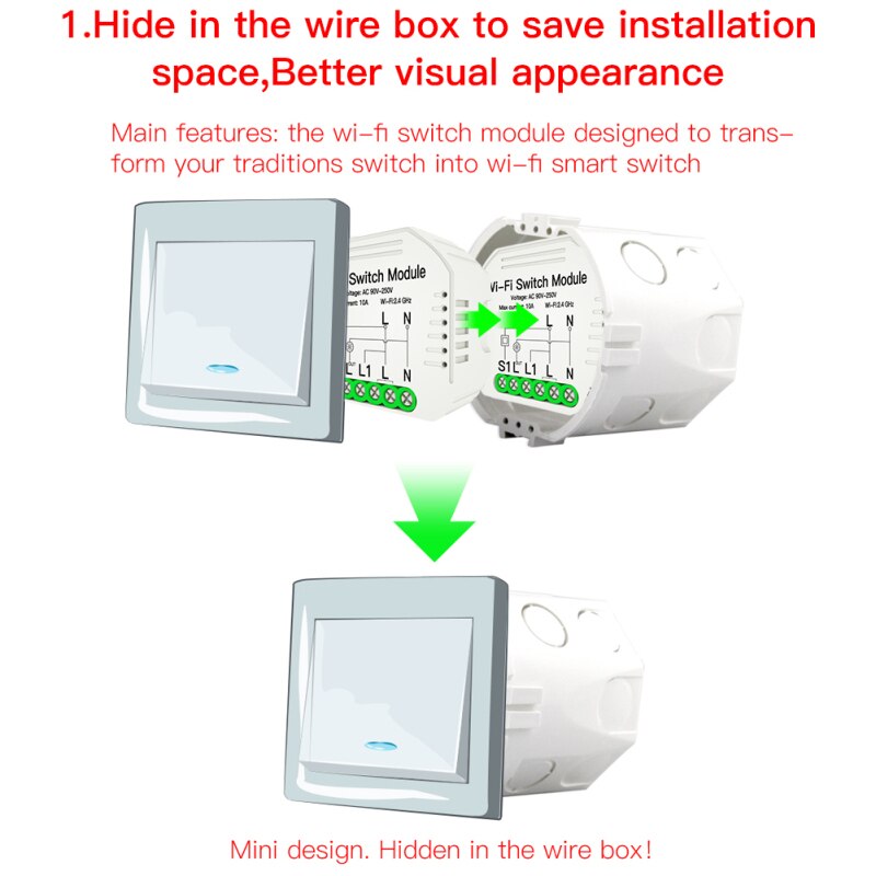 Hidden Smart Switch Smart Life/Tuya APP 1/2 Way 90... – Grandado