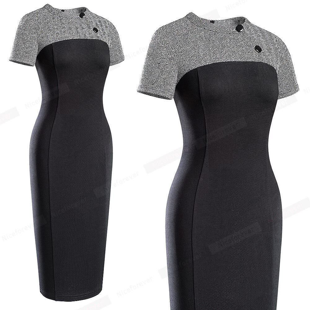 Nice-forever Vintage Contrast Color Patchwork Offi... – Grandado