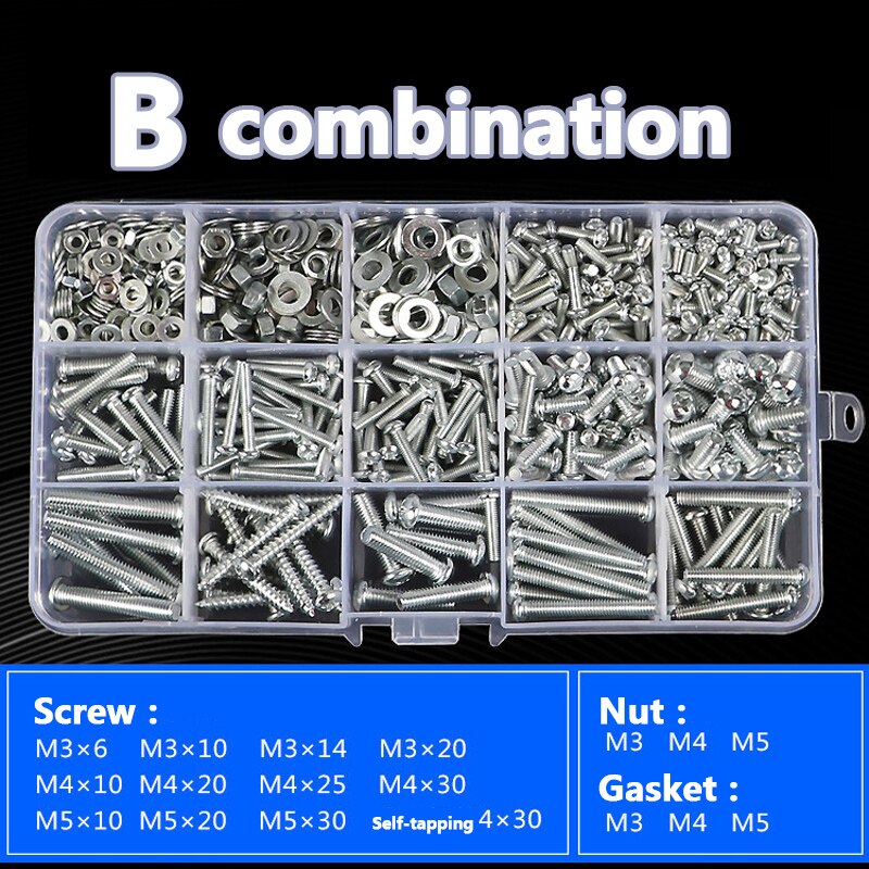 Cross Round Head Screw Nut Gasket Machine Wire Nai... – Grandado