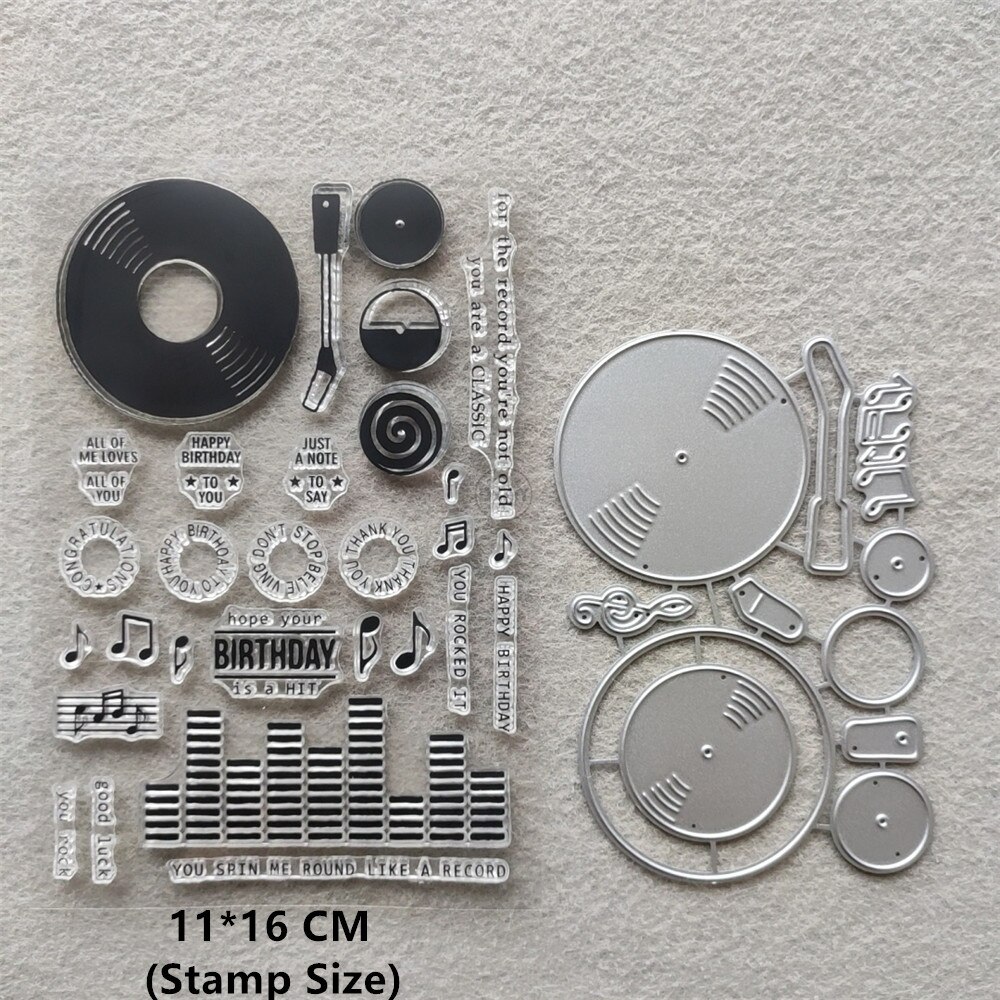 Music Record Clear Stamps and Metal Cutting Dies D... – Vicedeal