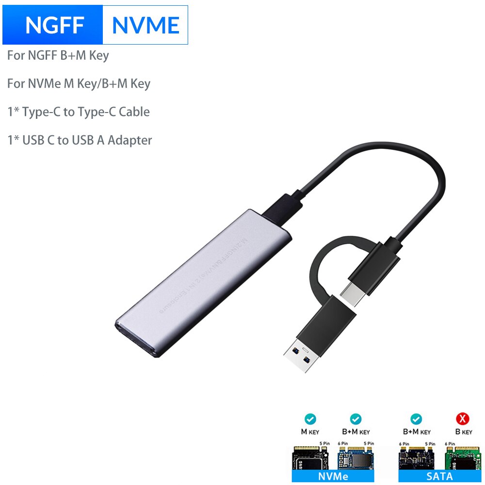 M.2 NVME SSD zu USB 3,1 Fall, 10Gbps Dual Protokol... – Grandado