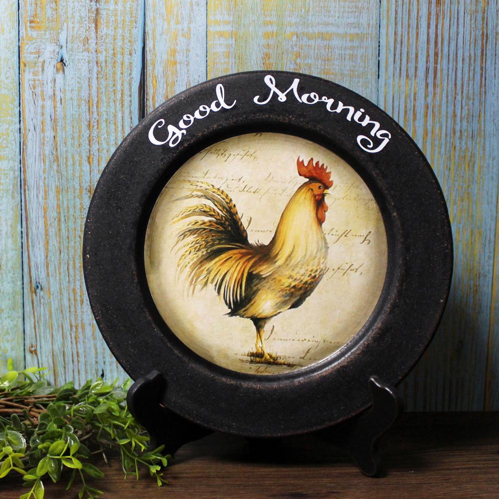 Rooster Decorative Plate Country Distressed Round ... – Grandado