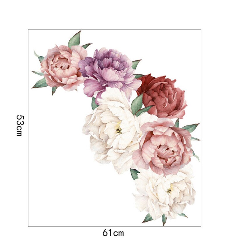 Peony Rose Flowers Wall Sticker Art Nursery Decals... – Grandado