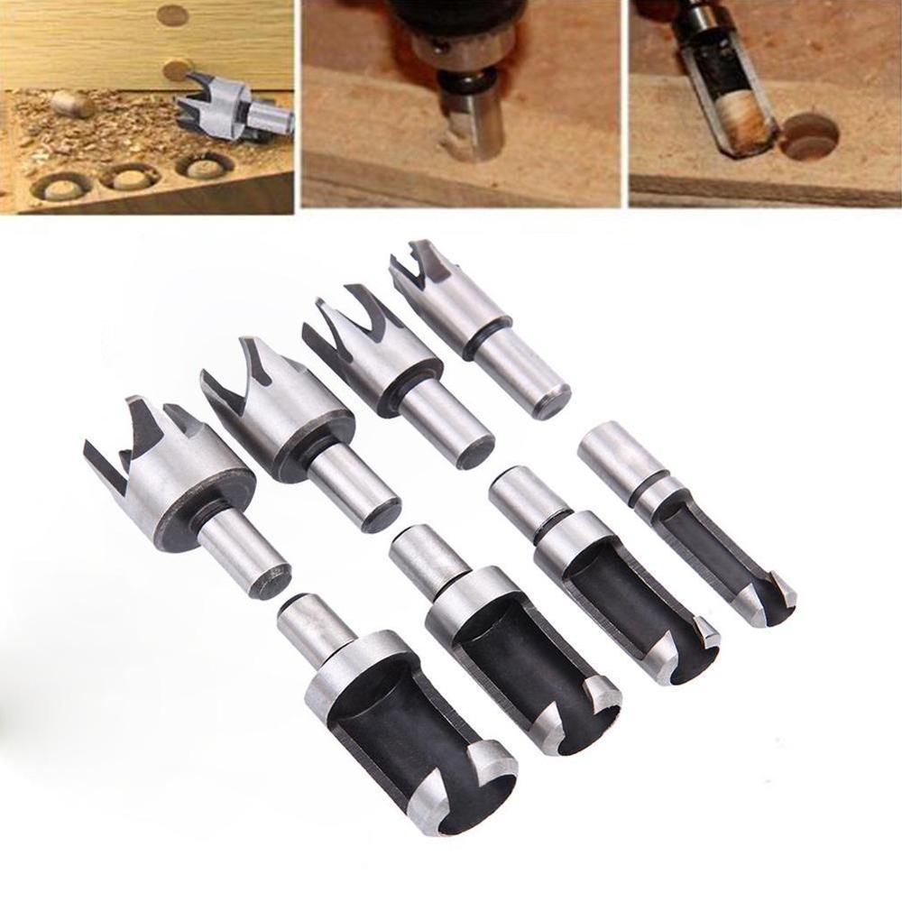 8Pcs 5/8 "1/2" 3/8 "1/4" carbon steel wood plug ho... – Grandado