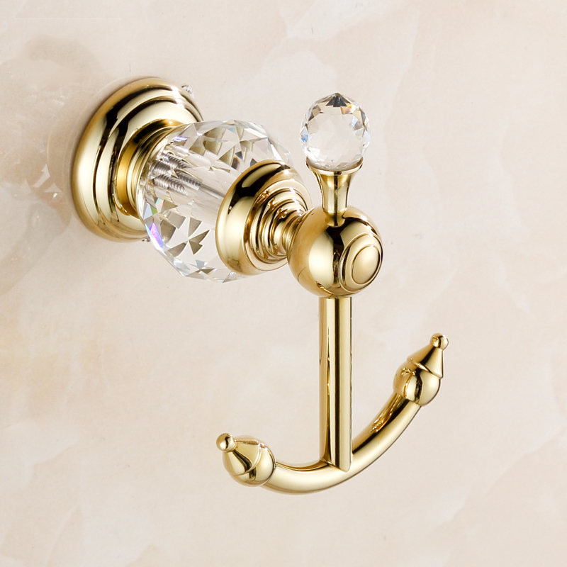 Robe Hooks Gold Hook on the wall Crystal Brass Gol... – Grandado