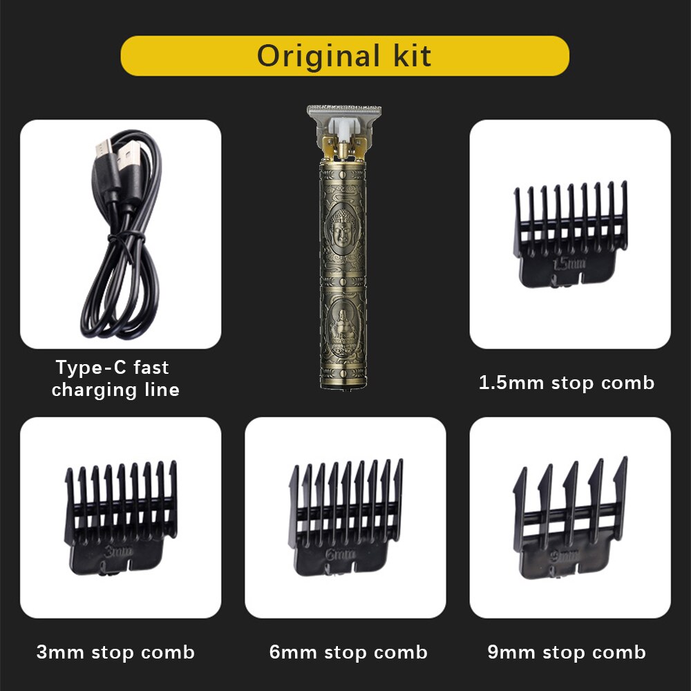 USB Rechargeable Bald Head Hair Clipper Trimmer T-... – Grandado