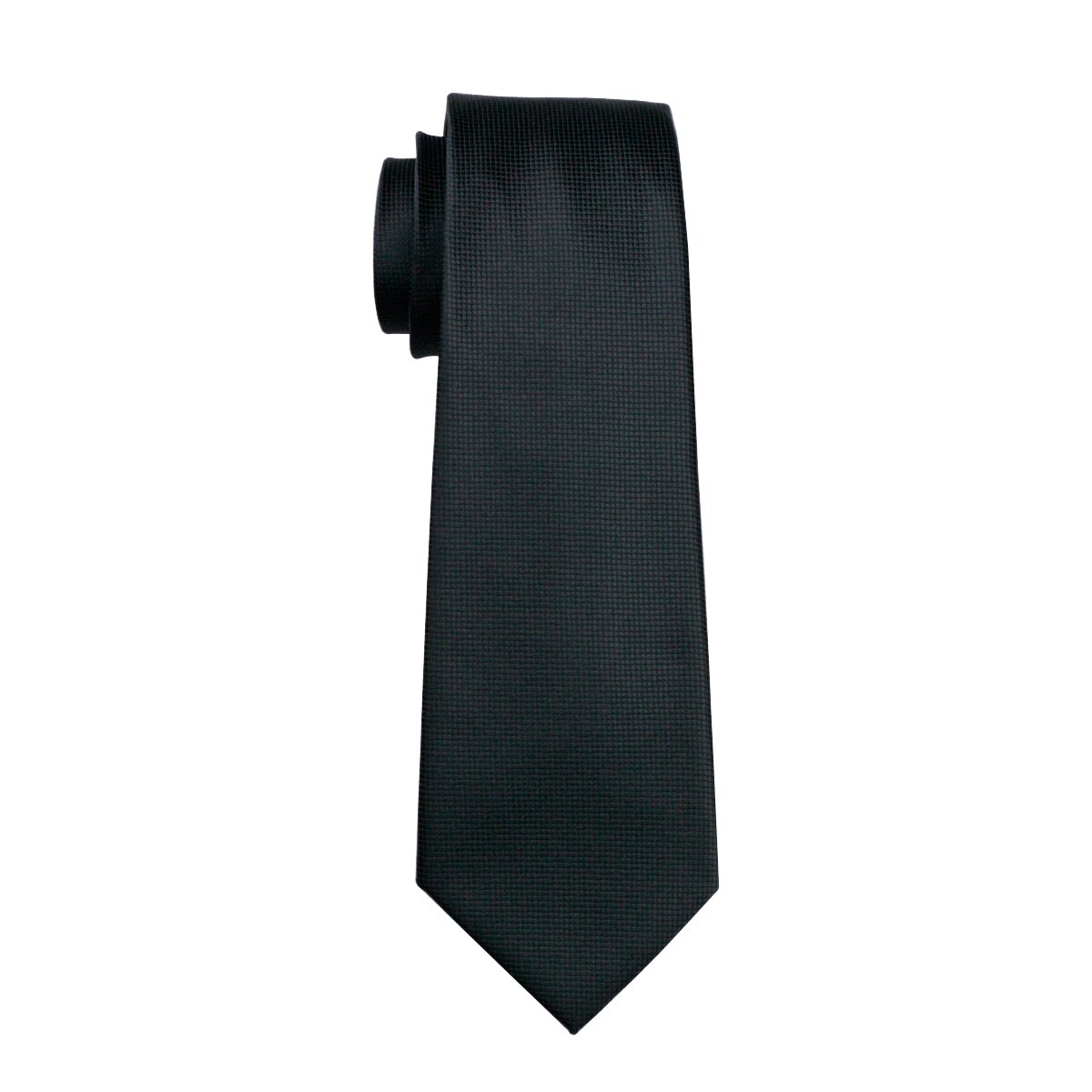 DH-251 Mens Silk Tie Black Solid NeckTie 100% Silk... – Grandado