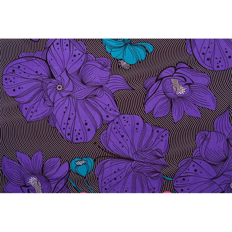 African Fabric Purple Flowers Print Fabric 6Yards\... – Grandado