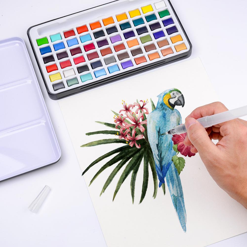 60 Colors Solid Watercolor Paint Set Contain Shiny... – Vicedeal