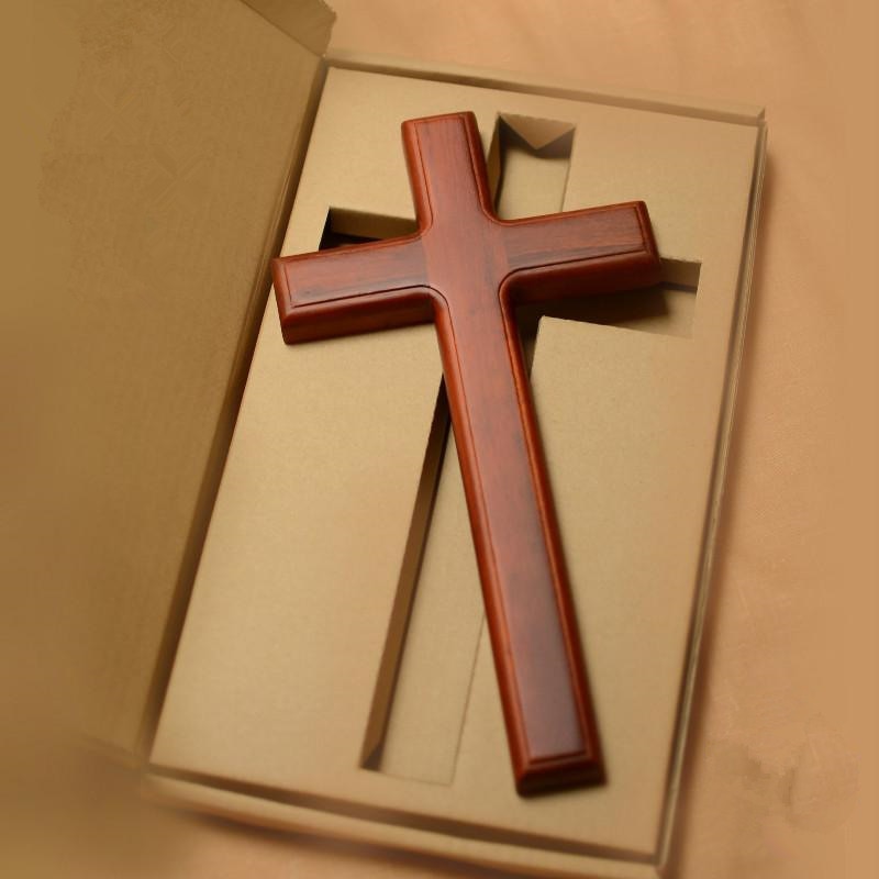 Solid Wood Crucifix Cross Wall 32 cm*17cm Christia... – Grandado