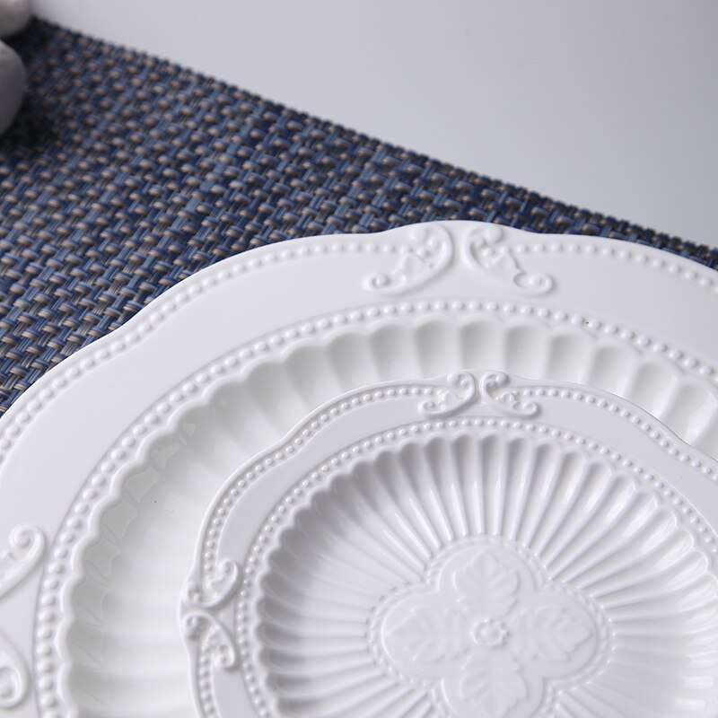 3pcs set, 6+8+10inch, white embossed porcelain cha... – Vicedeal