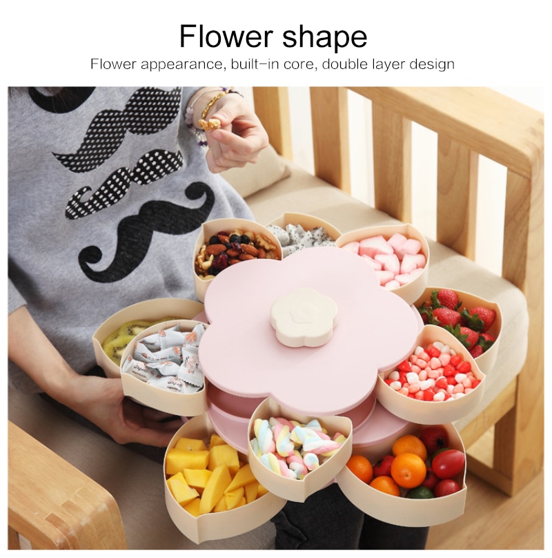 Double Layer Rotating Storage Box Flower Plastic S... – Grandado