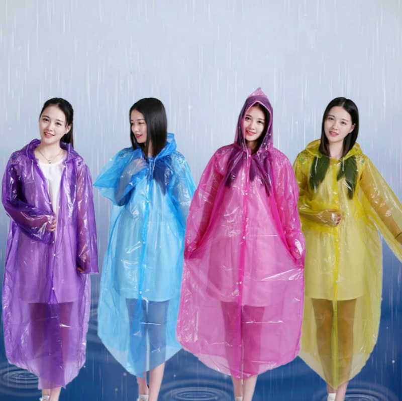 Hood Poncho Camping Plastic Raincoat Disposable Ad... – Grandado