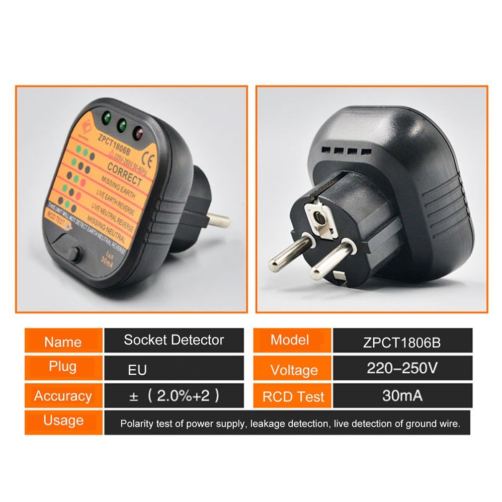 ZPCT1806B Outlet Socket Tester Detector Circuit Po... – Grandado