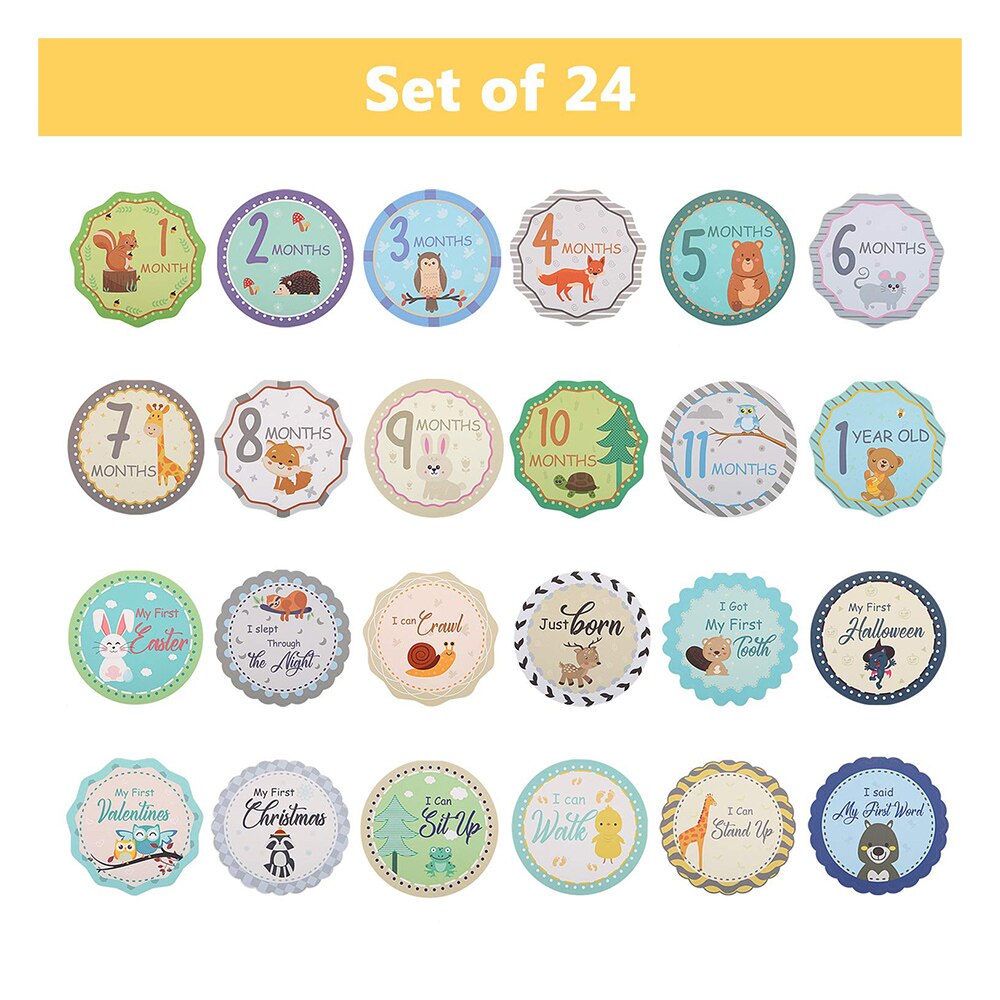 Animals Baby Monthly Milestone Stickers For Baby B... – Grandado