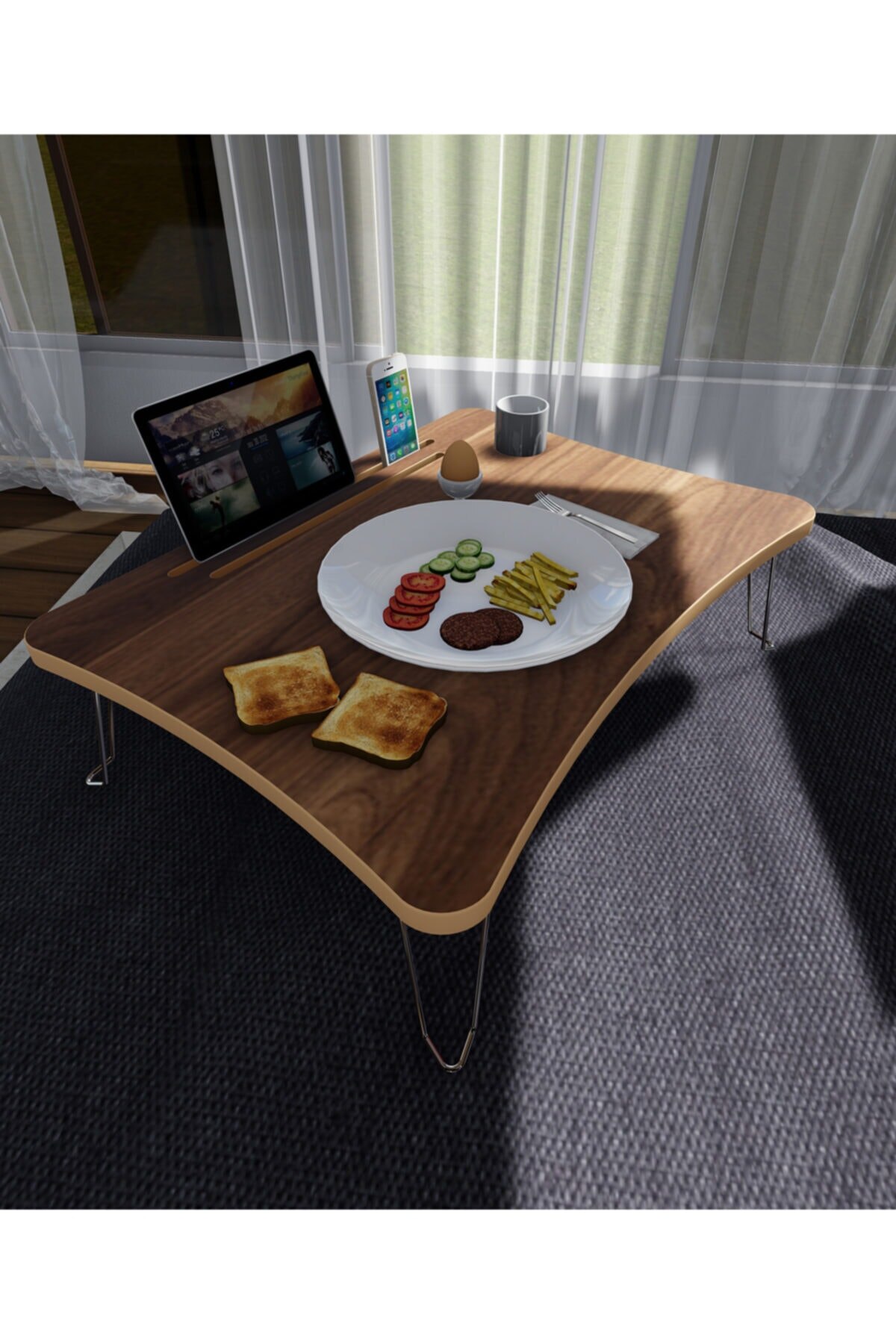 Folding Laptop Table Working Breakfast Table Walnu... – Vicedeal