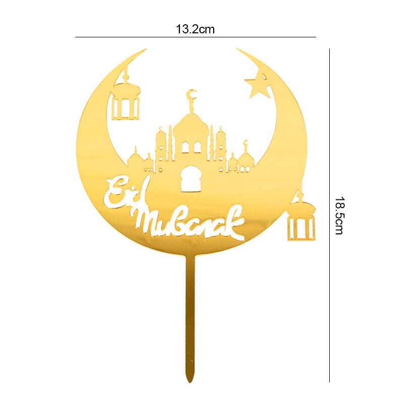 Eid Mubarak Cake Topper Gold Acrylic Moon Cupcake ... – Grandado