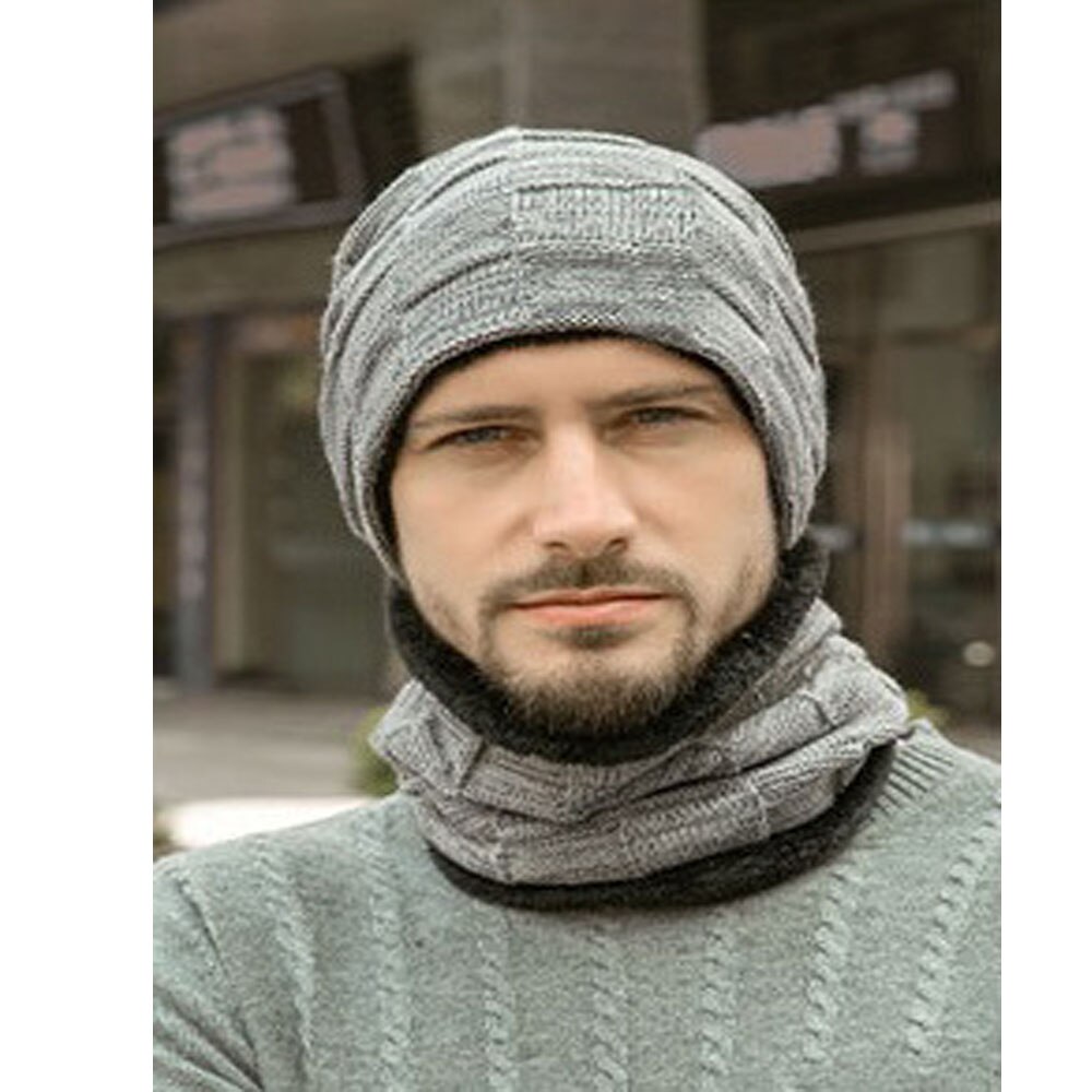 Winter Hat Scarf Set Men Striped Warm Cap Scarves ... – Grandado
