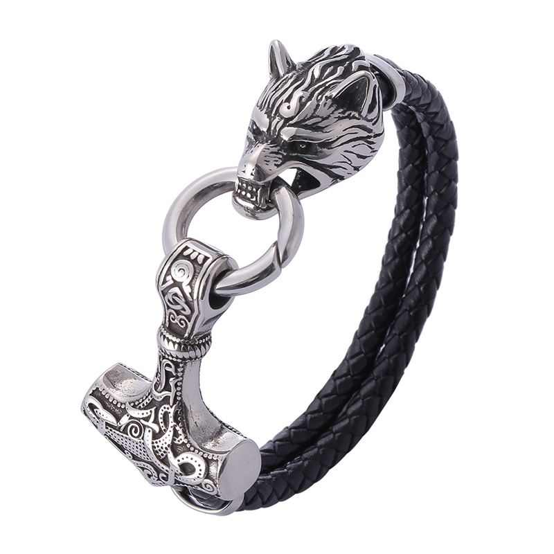Stainless Steel Wolf Head Norse Viking Amulet Thor... – Grandado