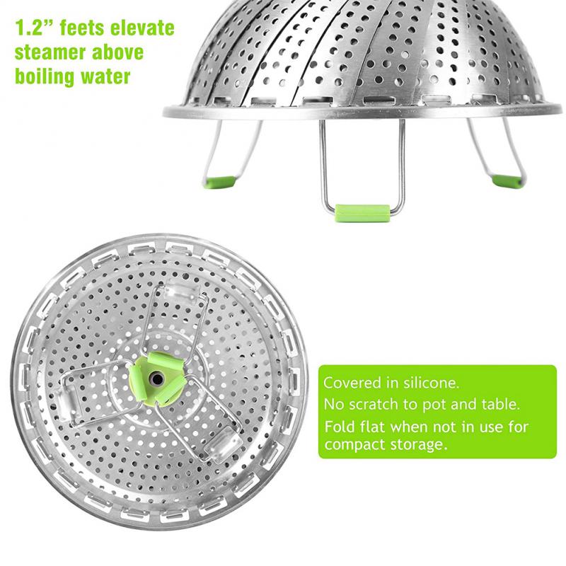 Folding Stainless Steel Steamer Vegetable Kitchen ... – Vicedeal
