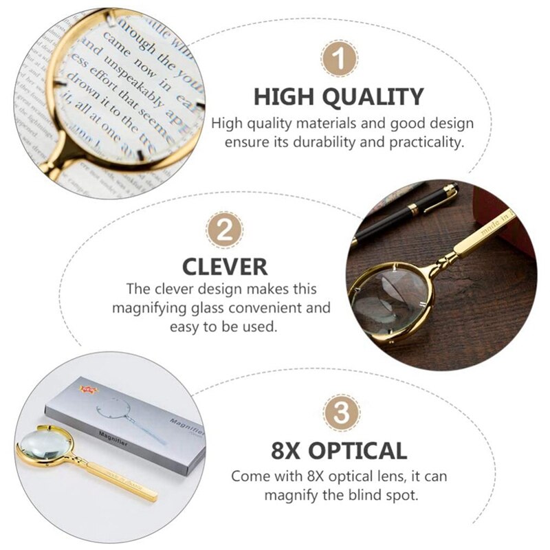 Hand-Held Powerful 8 Times Magnifying Glass, Can B... – Grandado