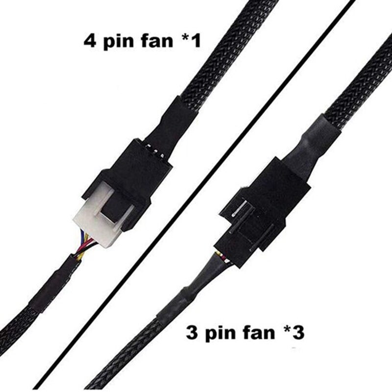 4Pcs 4 Pin PWM Fan Splitter Cable Black Sleeved PC... – Grandado