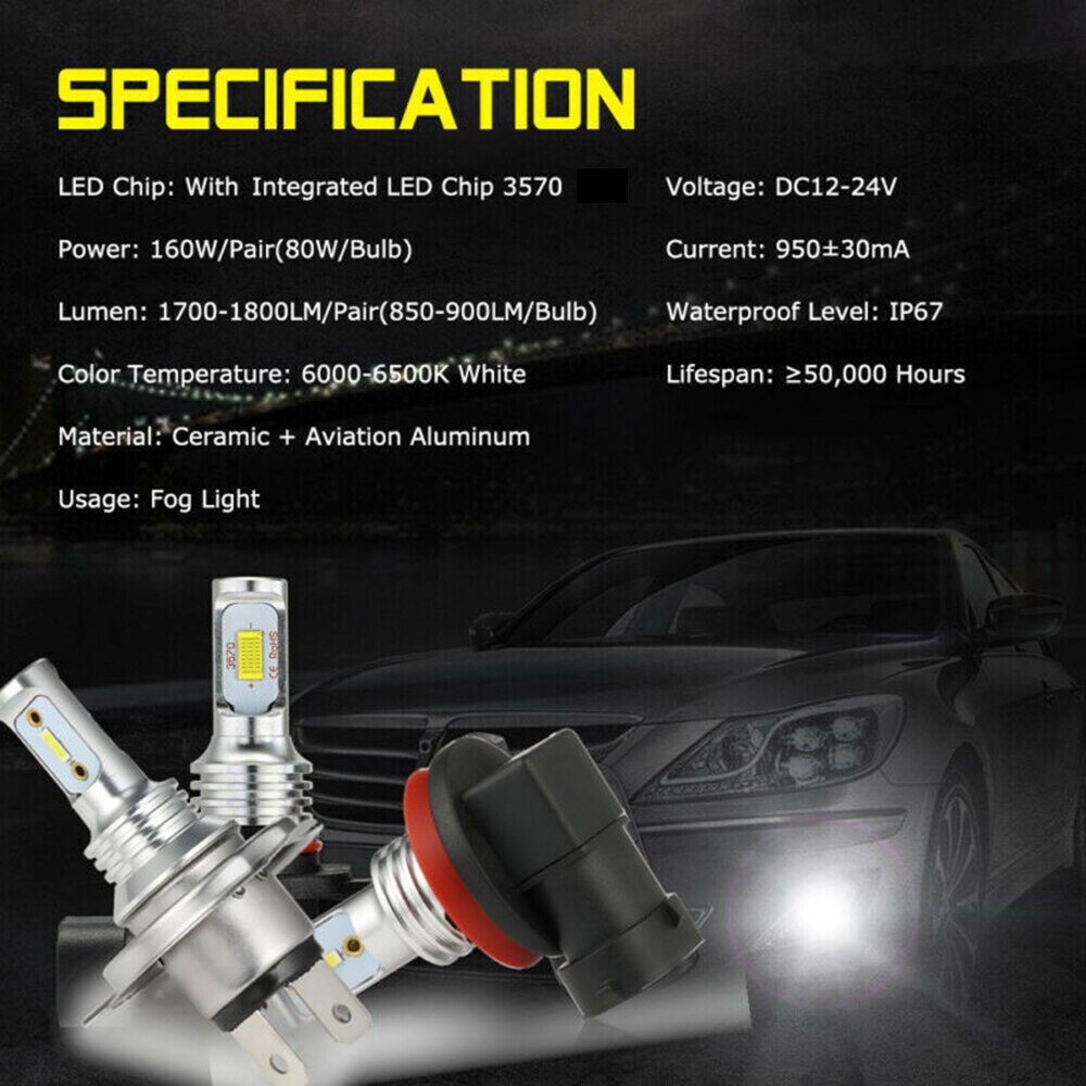 10000LM LED headlight White Waterproof Bulb 6000K ... – Grandado