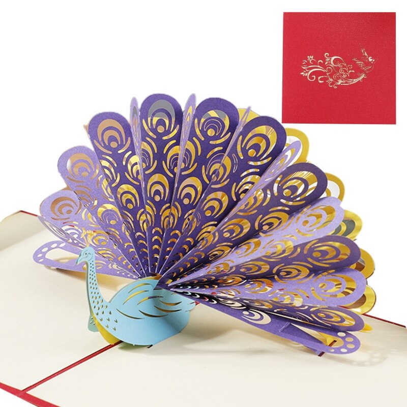 Peacock Pop Up Card Handmade 3D Popup Greeting Car... – Vicedeal