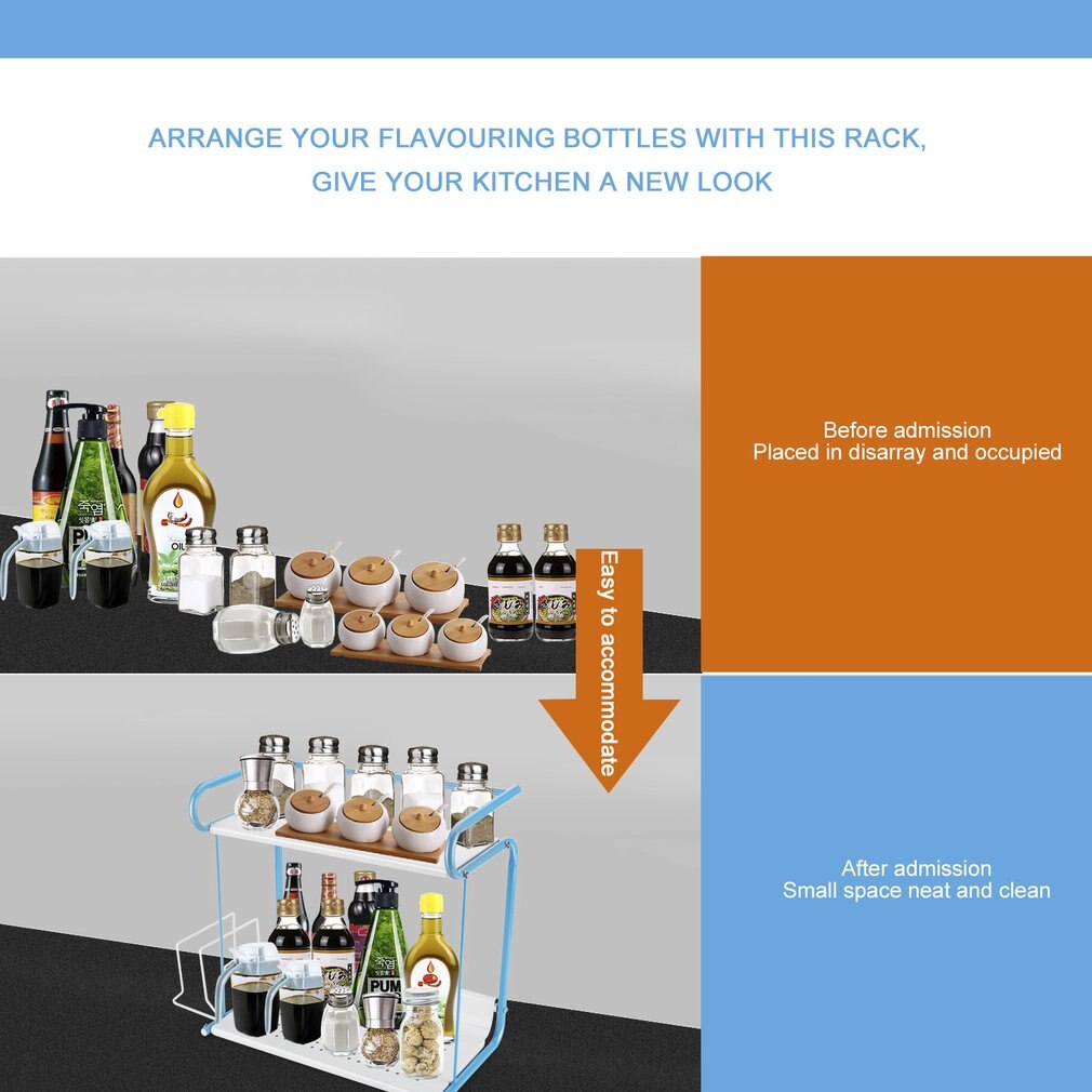 Multifunction 2 Tier Storage Bottles Rack Double L... – Grandado