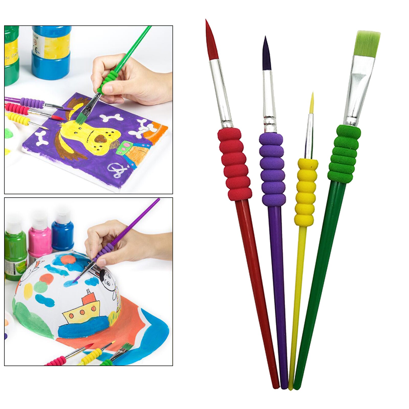 4 Assorted Kids Paint Brush Set Craft Painting Act... – Grandado