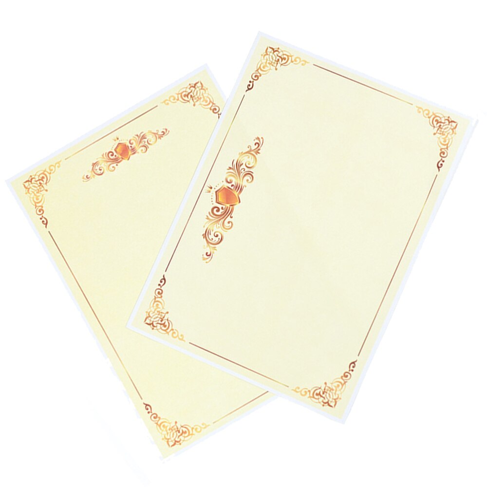 100 Pcs A4 21x29CM Blank Metallic Gold Border Cert... – Grandado