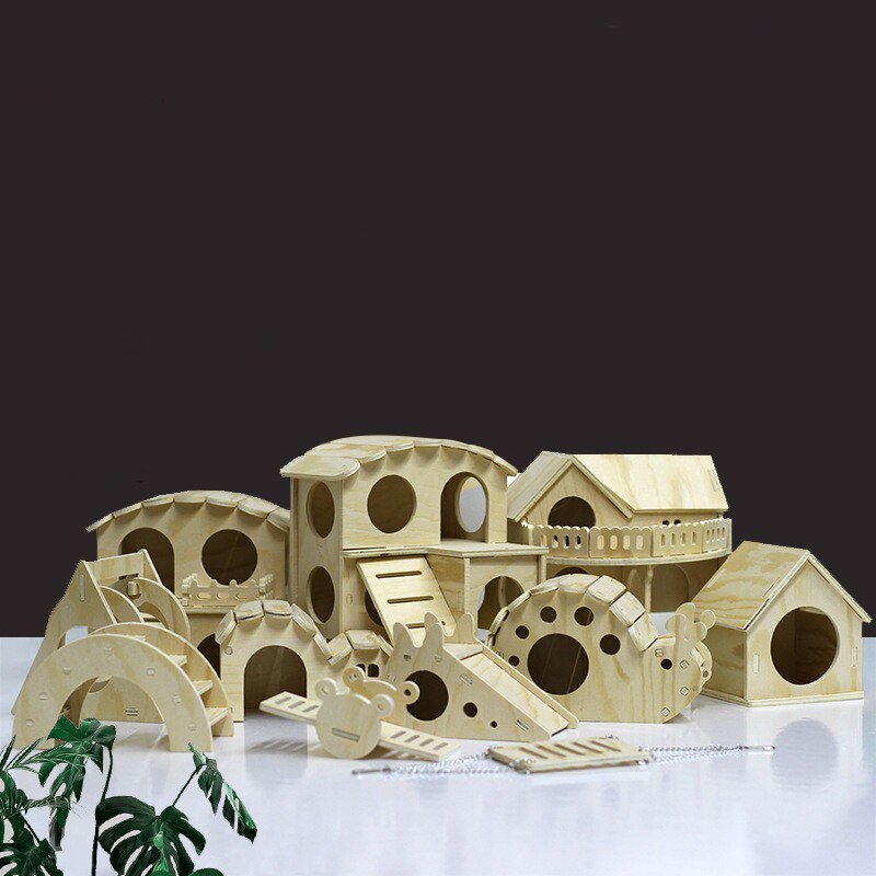 1/2 Layer Wood Hamster Villa Plastic Luxury Cage S... – Grandado